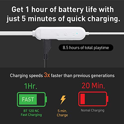 Phiaton BT 120 NC Qualcomm Bluetooth Wireless Active Noise Cancelling Earbuds β Neckband Headphones with Inline Control and Microphones, BT Earphones with Noise Cancellation and IPX4 Water Resistant