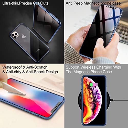 ESTPEAK Compatible with iPhone 12 Mini Magnetic Case,Anti Peep Magnetic Double-Sided Privacy Screen Protector Clear Back Metal Bumper Anti-Peep Phone Cases Cover Compatible with iPhone 12 Mini