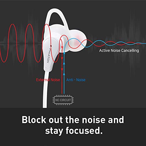Phiaton BT 120 NC Qualcomm Bluetooth Wireless Active Noise Cancelling Earbuds β Neckband Headphones with Inline Control and Microphones, BT Earphones with Noise Cancellation and IPX4 Water Resistant