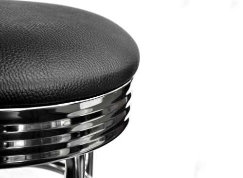 TRINITY Heavy Duty 30-Inch Backless Swivel Bar Stool for Kitchen, Garage, or Workshop, Chrome Finish with Faux Leather Seat, 2 Pack, Black
