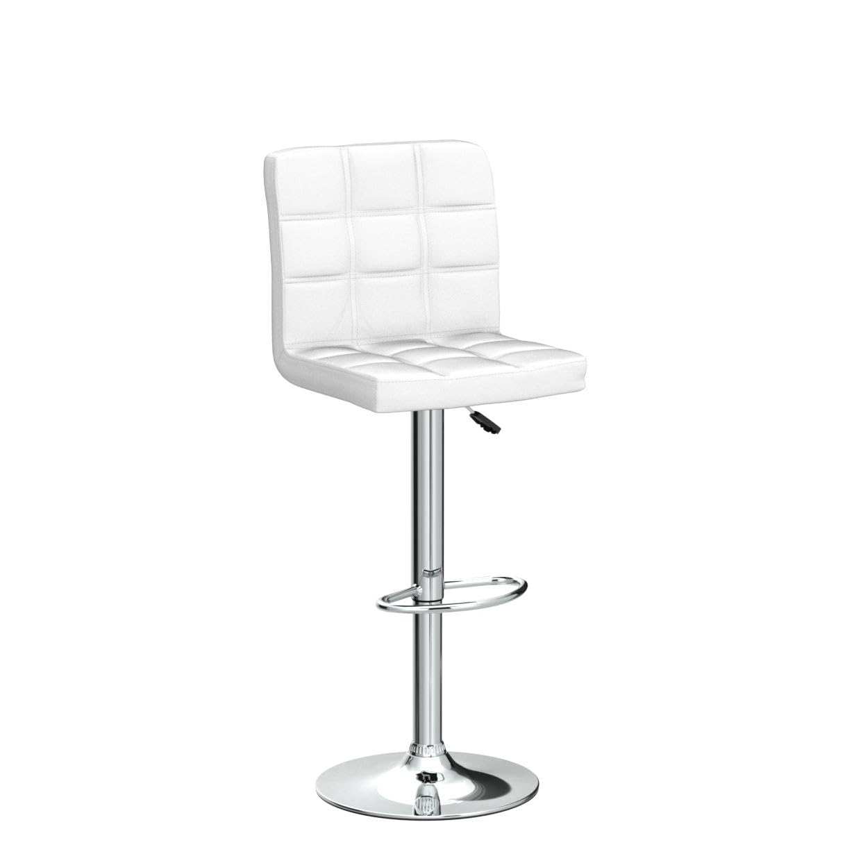 SUPER DEAL Set of 2 Bar Stools for Kitchen, Modern PU Leather Swivel Adjustable Counter Height Swivel Stool with Square Back (2, White)