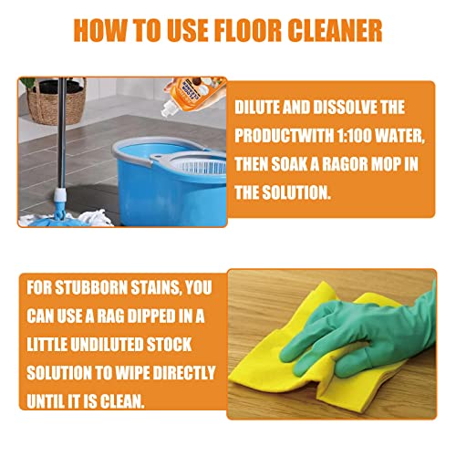 Gecau Floor Cleaner, Multi-Surface Vinegar Polish Floor Cleaner, And Household Cleaner, Safer For P𝚎ts And Kids(100ml