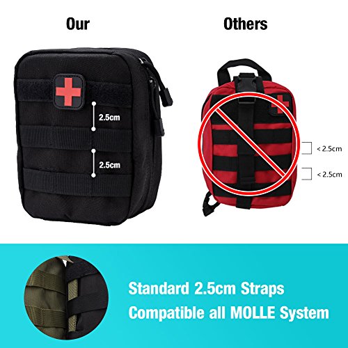 OKJHFD First Aid Kit, First Aid Medical Bag, Multi Pocket Lightweight Med Bag for Outdoor Activities(Black)