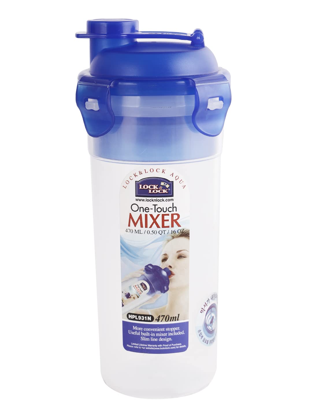 Lock&Lock 16-Fluid Ounce One Touch Round Food Container with Mixer, Tall, 1.9-Cup