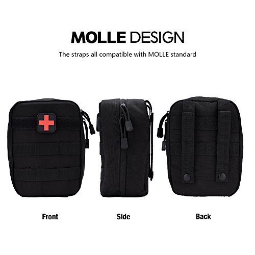 OKJHFD First Aid Kit, First Aid Medical Bag, Multi Pocket Lightweight Med Bag for Outdoor Activities(Black)
