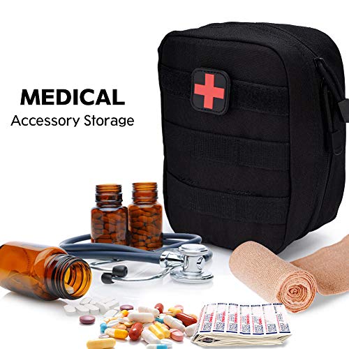 OKJHFD First Aid Kit, First Aid Medical Bag, Multi Pocket Lightweight Med Bag for Outdoor Activities(Black)