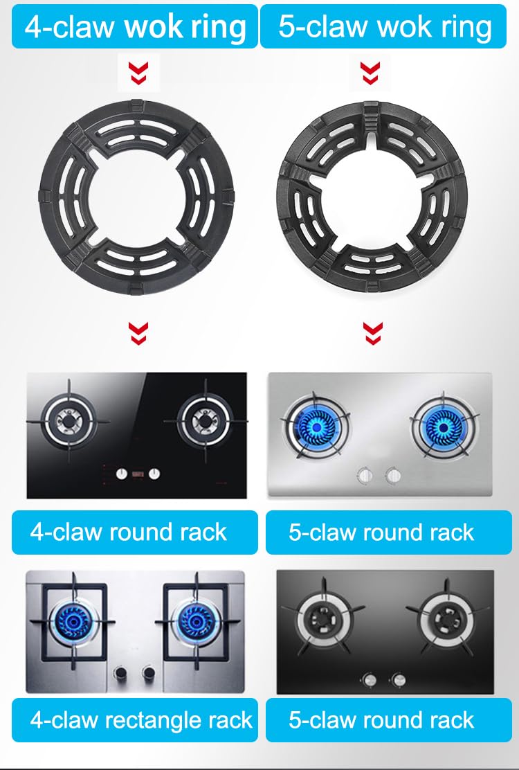 IEUYO Cast Iron Wok Support Ring Burner Ring for Gas Stove Rack Pot Holder Anti-skid Time-saving and Energy-saving for 5 claws racks or grates