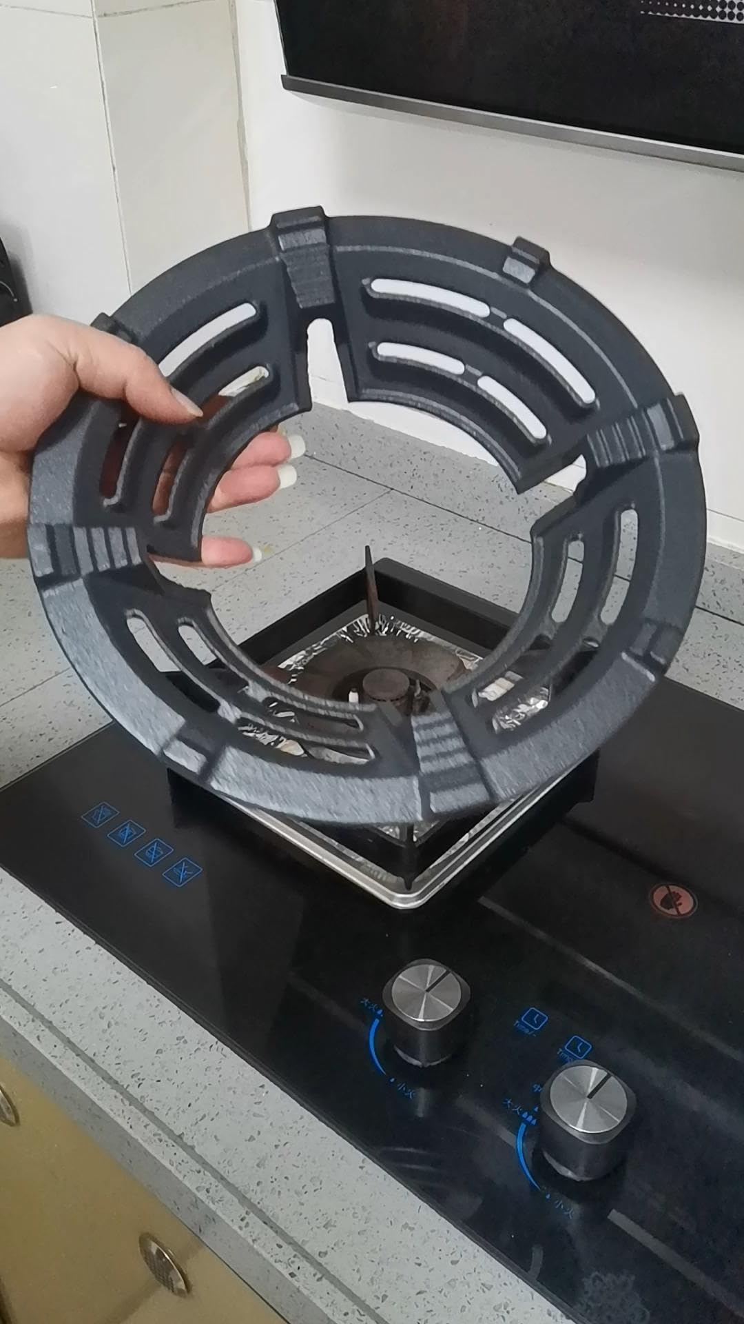 IEUYO Cast Iron Wok Support Ring Burner Ring for Gas Stove Rack Pot Holder Anti-skid Time-saving and Energy-saving for 5 claws racks or grates