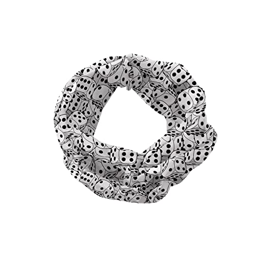 Lunarable Casino Headband Set of 2, Dices Close-up Image Abstract Monochromic Chaotic Crowded Gaming Houses, Knotted Elastic Hair Band Accessory for Women Everyday Use, M-L, Pale Grey Black