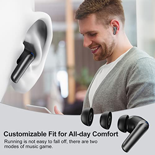 FOF Wireless Earbuds Noise Cancelling Bluetooth 5.3 Headphones IPX6 Waterproof LED Power Display Ear Buds in-Ear Earphones with Wireless Charging Case 4 Microphone 50H Playback Headset