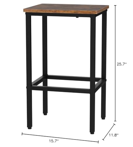 SUPER DEAL Counter Height Bar Stools Set of 2 for Kitchen, 26 Inches Industrial Backless Metal BarStools with Wood Top, Rustic Brown