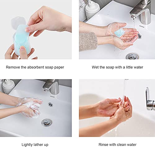 Portable Soap Sheets for Hand Washing, Disposable Water Soluble Hand Washing Bath Scented Paper Soap Foaming Paper Soap Mini Portable Travel Soap for Outdoor, Camping Hiking, 50 Pieces
