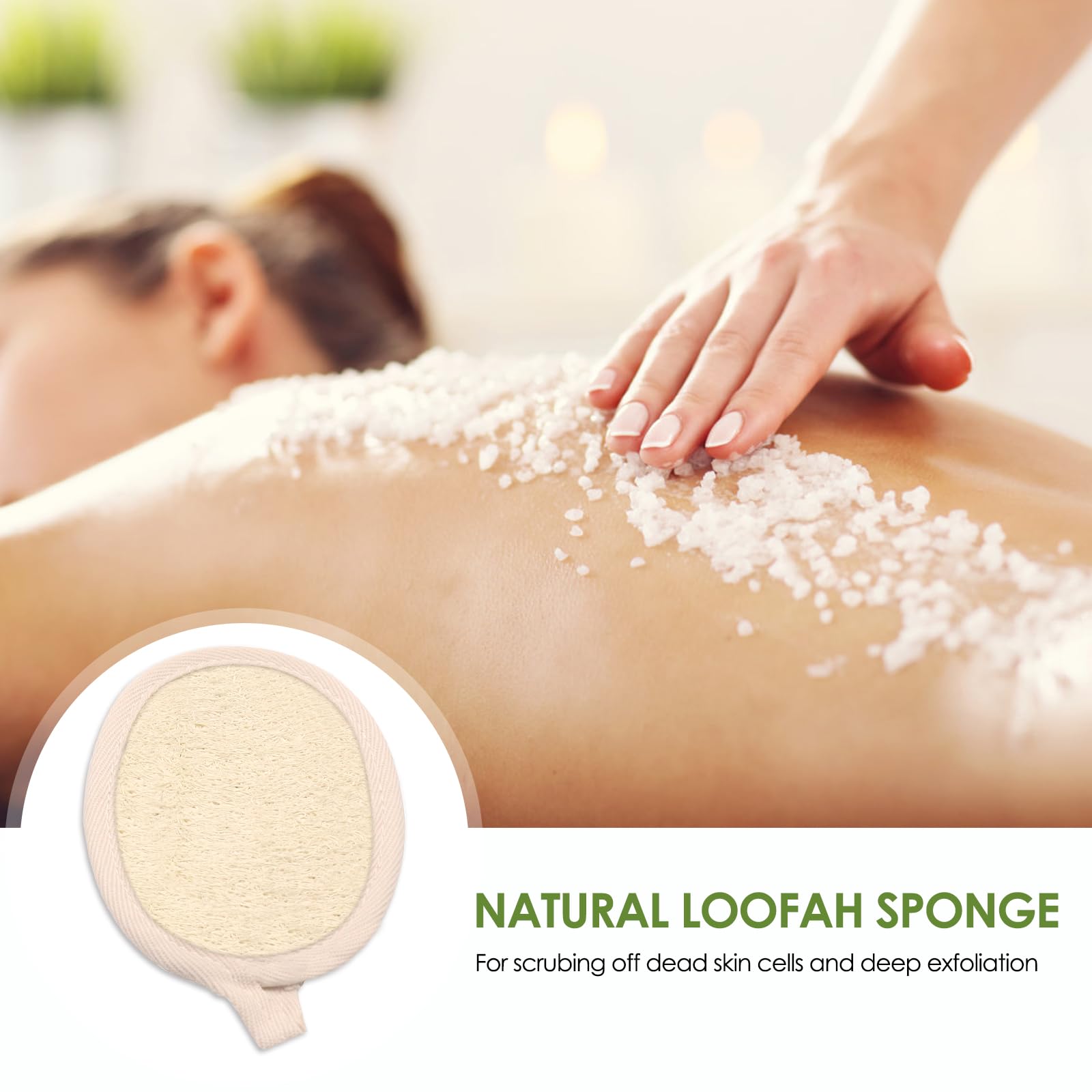 Shower Body Scrubber with Curved Long Handle, Dual-Sided Brush with Soft Mesh and Natural Loofah for Skin Exfoliating, Back Body Exfoliator for Bath