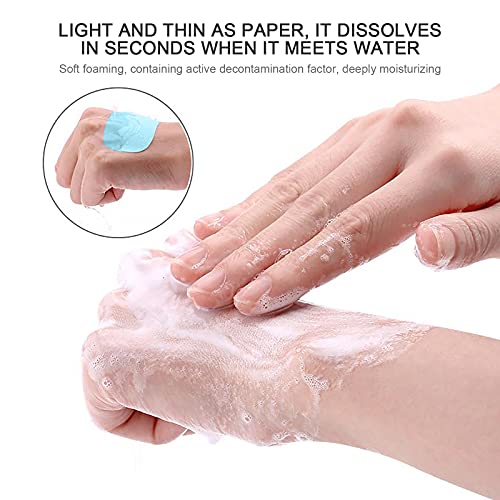 Portable Soap Sheets for Hand Washing, Disposable Water Soluble Hand Washing Bath Scented Paper Soap Foaming Paper Soap Mini Portable Travel Soap for Outdoor, Camping Hiking, 50 Pieces