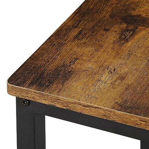 SUPER DEAL Counter Height Bar Stools Set of 2 for Kitchen, 26 Inches Industrial Backless Metal BarStools with Wood Top, Rustic Brown