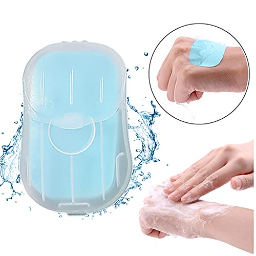 Portable Soap Sheets for Hand Washing, Disposable Water Soluble Hand Washing Bath Scented Paper Soap Foaming Paper Soap Mini Portable Travel Soap for Outdoor, Camping Hiking, 50 Pieces