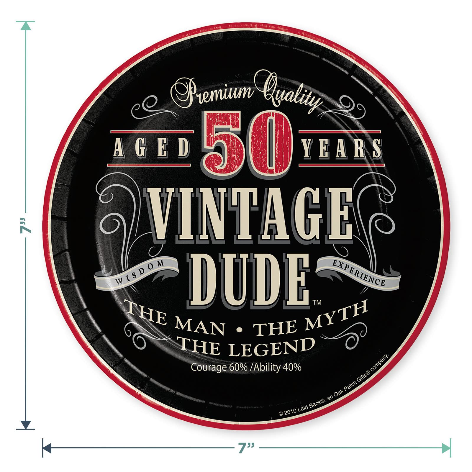 Vintage Dude 50th Birthday Party Supplies - 50th Milestone Dessert Plates, Napkins, and Forks (Serves 16) - Old Man Vintage Party Tableware