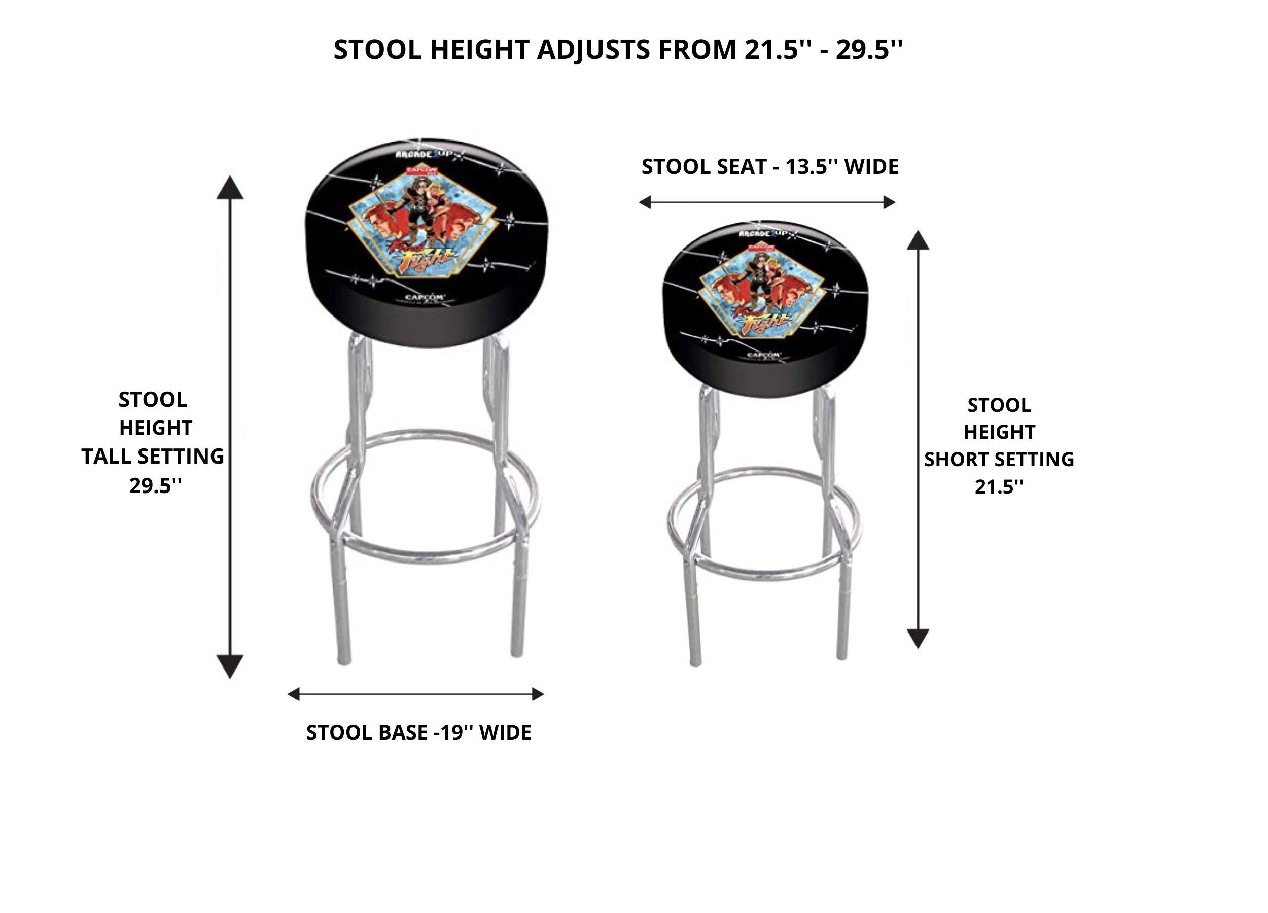 Arcade1Up Final Fight Adjustable Stool, 21.5" to 29.5" - Electronic Games
