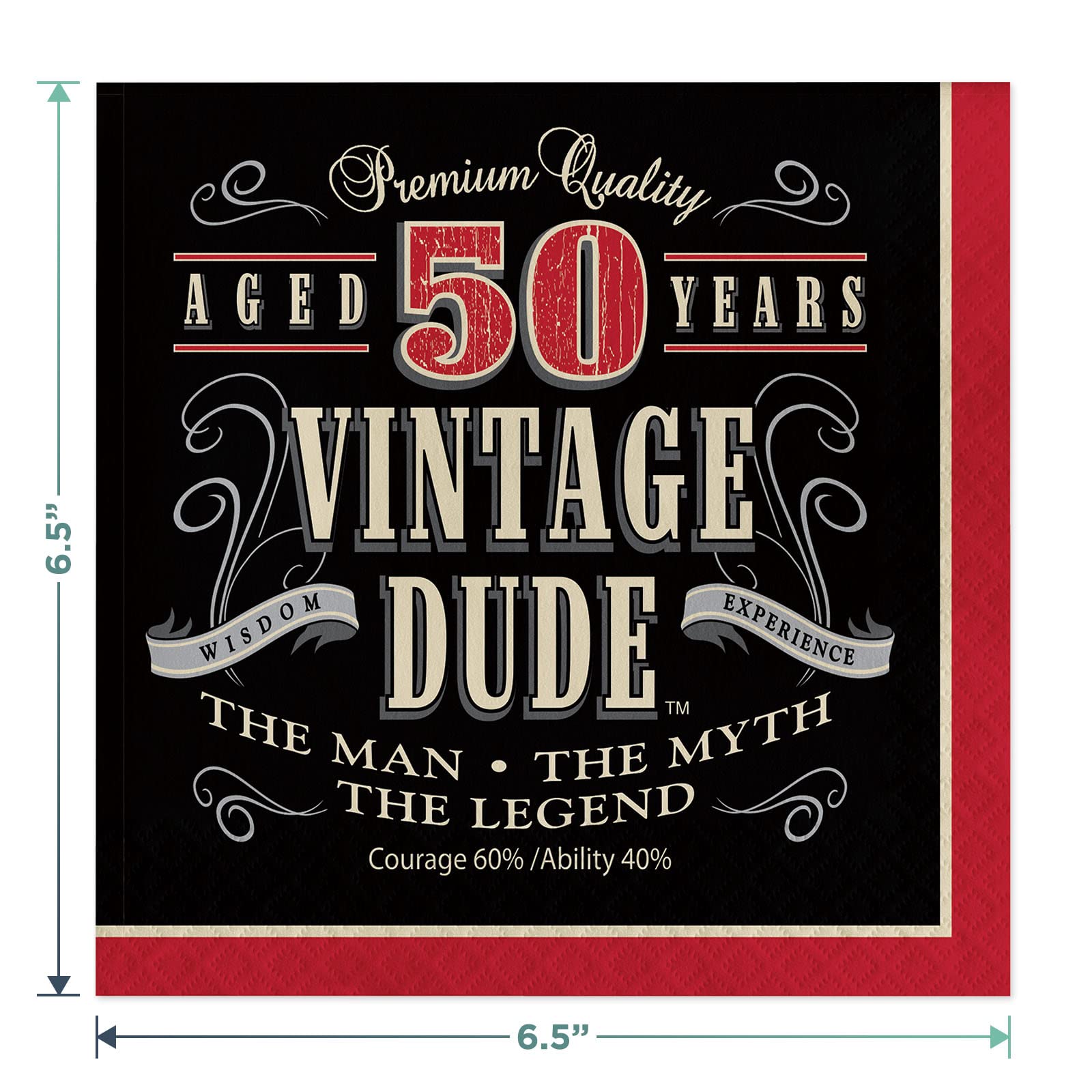 Vintage Dude 50th Birthday Party Supplies - 50th Milestone Dessert Plates, Napkins, and Forks (Serves 16) - Old Man Vintage Party Tableware