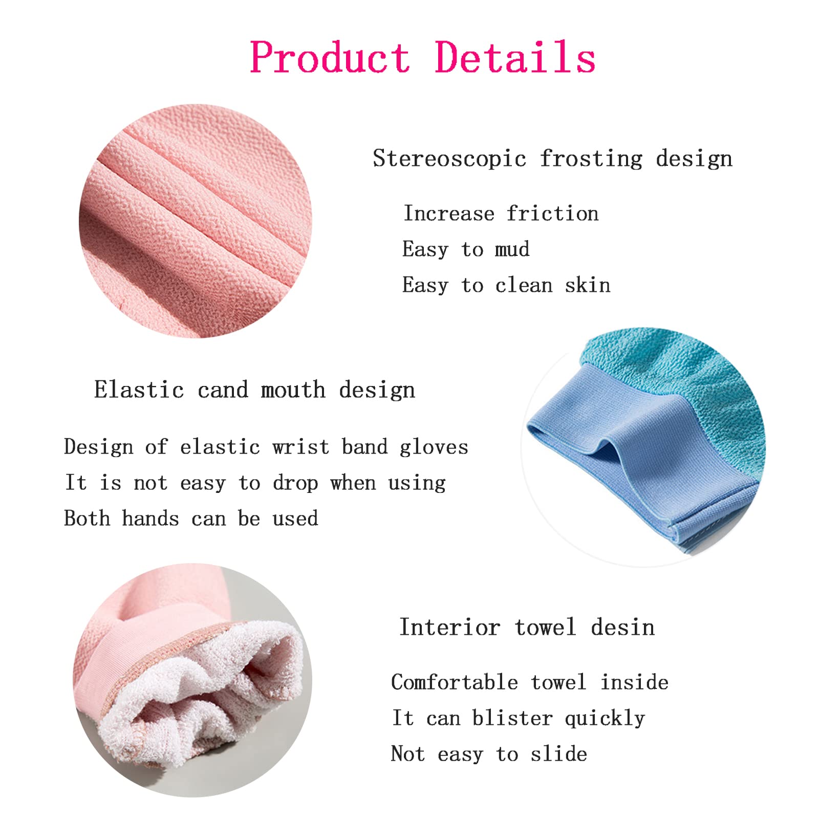 CIDOKAT Exfoliating Mitt For Body Scrub Exfoliator Glove Revive Glow Keesa Exfoliating Glove Exfoliate Bath Korean Deep Exfoliating Gloves For Shower Dead Skin Remover Scrubber Exfoliation 2Pcs Black