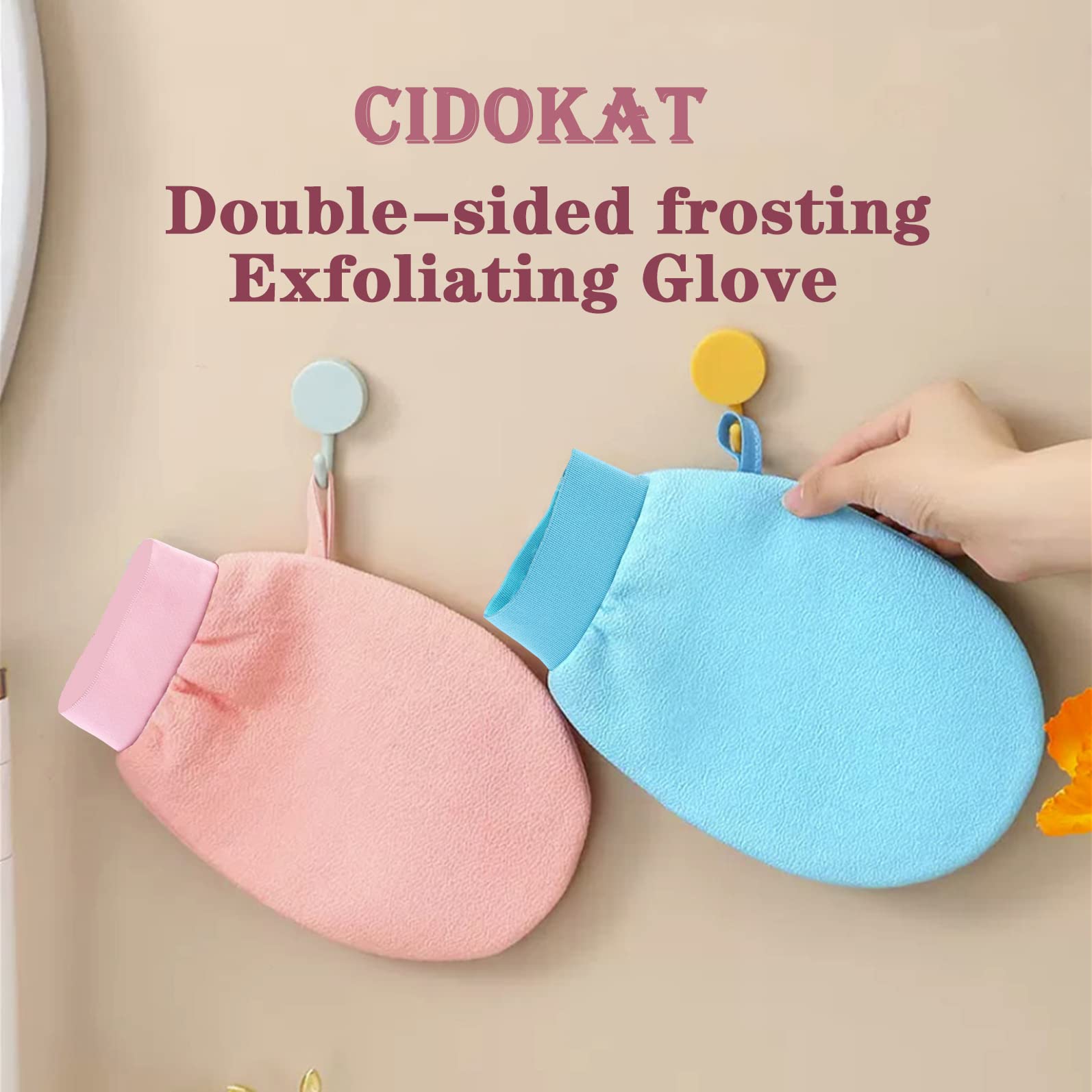 CIDOKAT Exfoliating Mitt For Body Scrub Exfoliator Glove Revive Glow Keesa Exfoliating Glove Exfoliate Bath Korean Deep Exfoliating Gloves For Shower Dead Skin Remover Scrubber Exfoliation 2Pcs Black