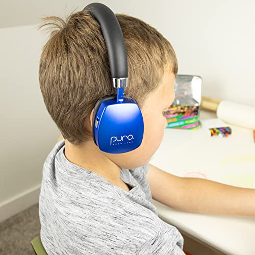 Puro Sound Labs PuroQuiets Volume Limited On-Ear Active Noise Cancelling Bluetooth Headphones β Lightweight Headphones for Kids with Built-in Microphone β Safer Sound Studio-Grade Quality (Dark Blue)