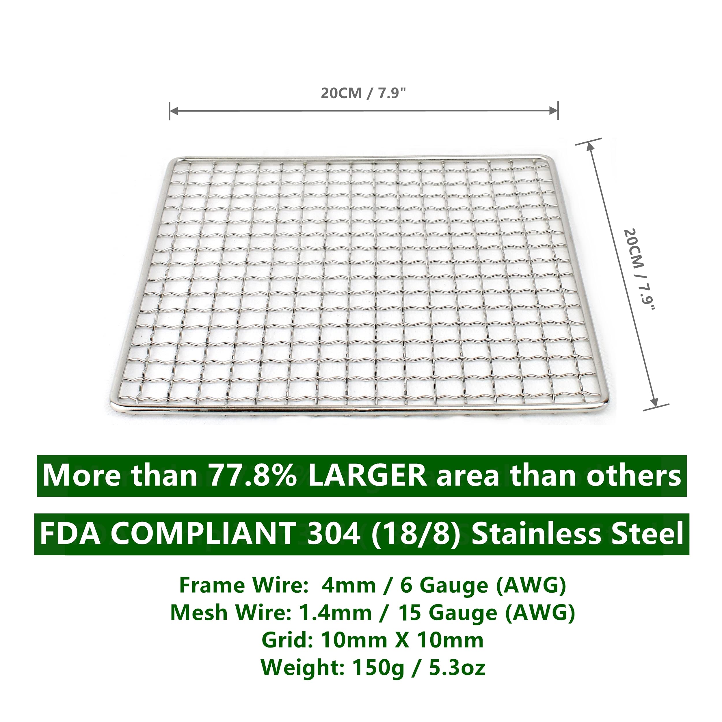 MASTIFF GEARS® Bushcraft Grill Grate, Multi-Use 3D Welded 304 (18/8) Stainless Steel High Strength Mesh Campfire Grill, FDA Compliant, for Camping, Backpacking, Hunting & Fishing (Solo)