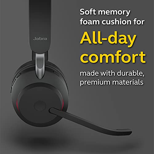 Jabra Evolve2 65 UC Wireless Headset with Link380a, Mono, Black – Wireless Bluetooth Headset for Calls and Music, 37 Hours of Battery Life, Passive Noise Cancelling Headphones