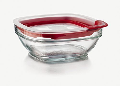 Rubbermaid Easy Find Lids Glass Food Storage Container, 2.5 Cup, Racer Red
