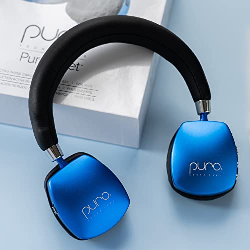 Puro Sound Labs PuroQuiets Volume Limited On-Ear Active Noise Cancelling Bluetooth Headphones β Lightweight Headphones for Kids with Built-in Microphone β Safer Sound Studio-Grade Quality (Dark Blue)
