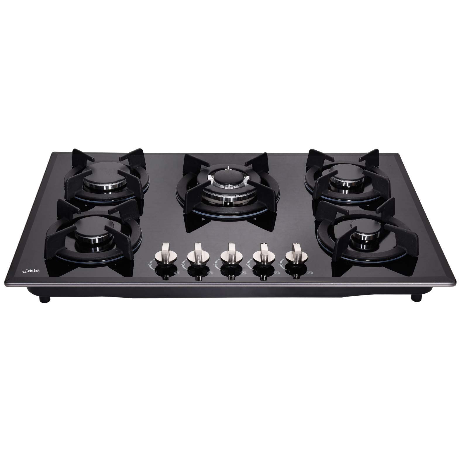30 Cooktop gas, 5 Burners gas stovetop 30 inch,Gas Stove Gas Hob Stovetop Tempered Glass Cooktop Cast Iron Grates Built-in Gas Stove Top LW5G01 LPG/NG Gas Cooktop Black