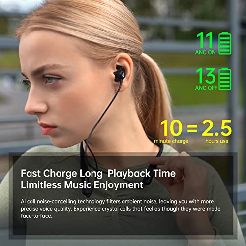 Edifier Bluetooth Wireless Active Noise Cancelling Earbuds β Neckband Headphones 13Hrs Playtime,IP55 Waterproof Stereo Earphones for Gym Running Compatible with iPhone and Android,W280NB Black
