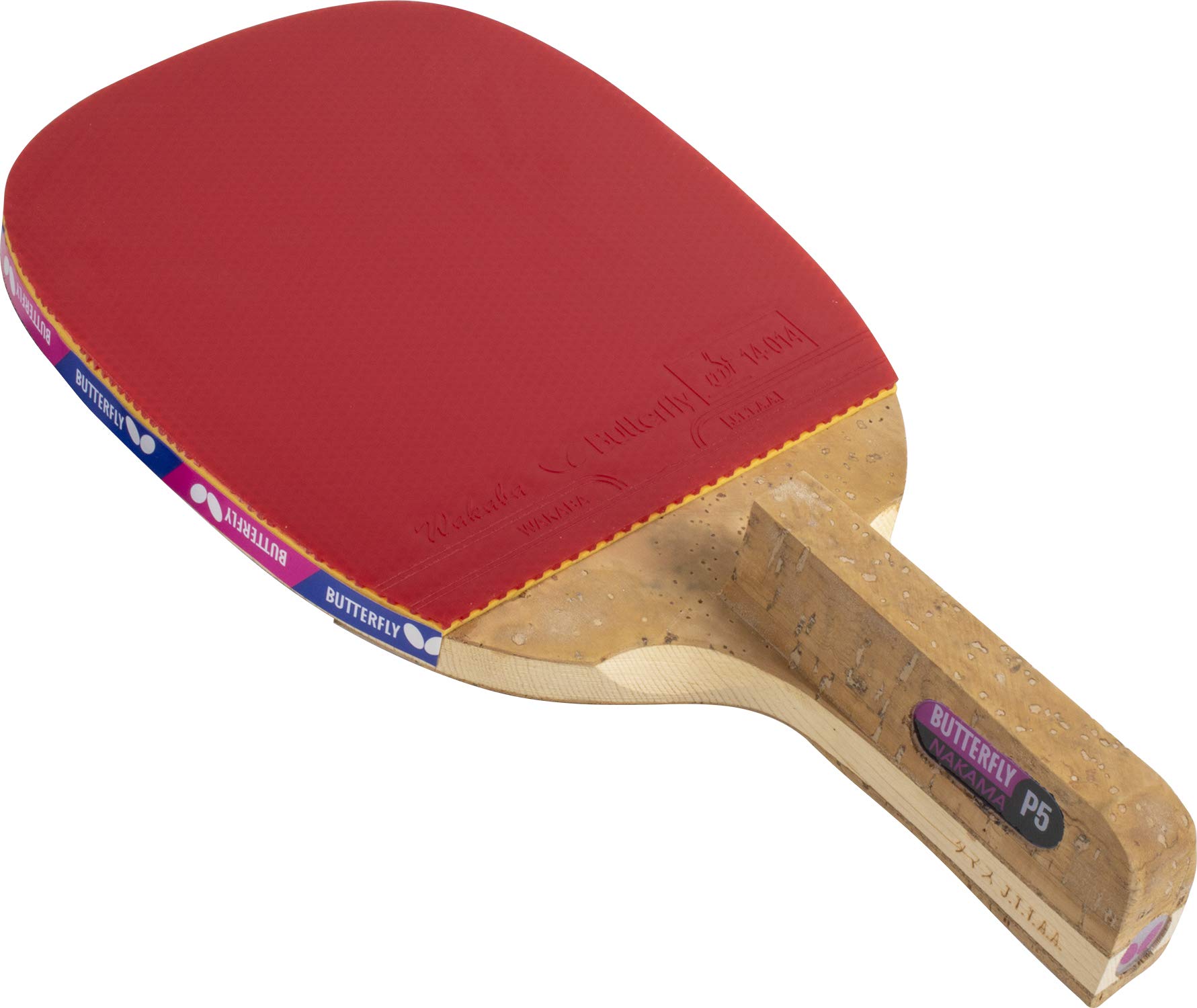 Butterfly Nakama P5 Japanese Penhold Table Tennis Racket | Nakama Series | Outstanding Control with Reliable Speed and Spin | Recommended for Beginning Level Players, red