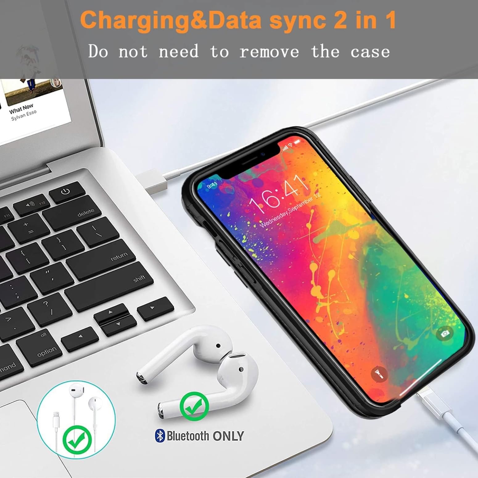 iCatchy Battery Case iPhone 12 Mini(5.4 inch), Large Capacity 8200mAh Ultra-Thin Portable 2-in-1 Charging and Protection Battery case,Compatible with iPhone 12 Mini Extended Battery Charger case