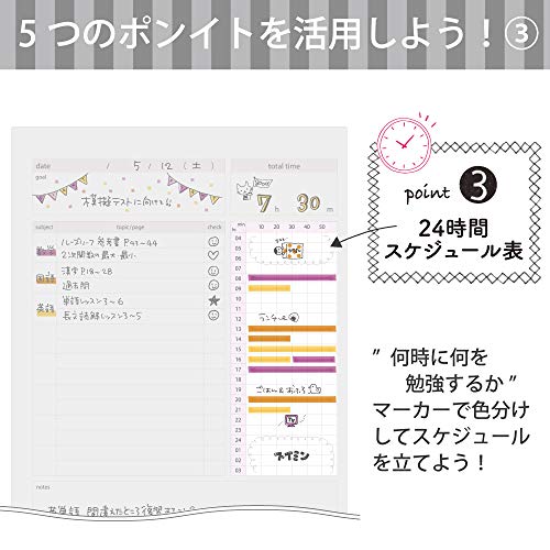 Kokuyo Campus Study Planner Notebook, Daily Ruled, A5, Light Pink, for 63 Days, Japan Import (NO-Y82MD-LP)