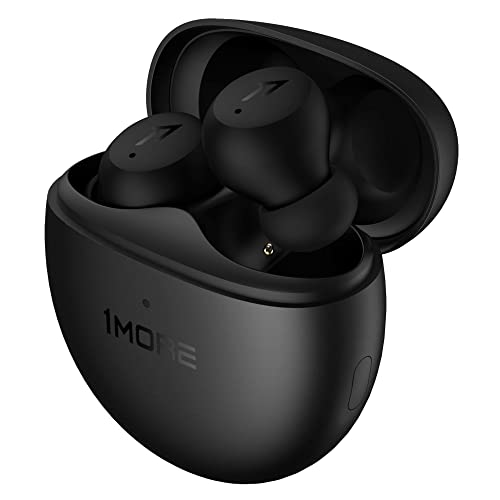 1MORE ComfoBuds Mini Hybrid Active Noise Cancelling Earbuds, in-Ear Headphones with Stereo Sound, Bluetooth 5.2 Headset with 4 Mics, Clear Calls, Wireless Charging, Soothing Sound, Waterproof, Black