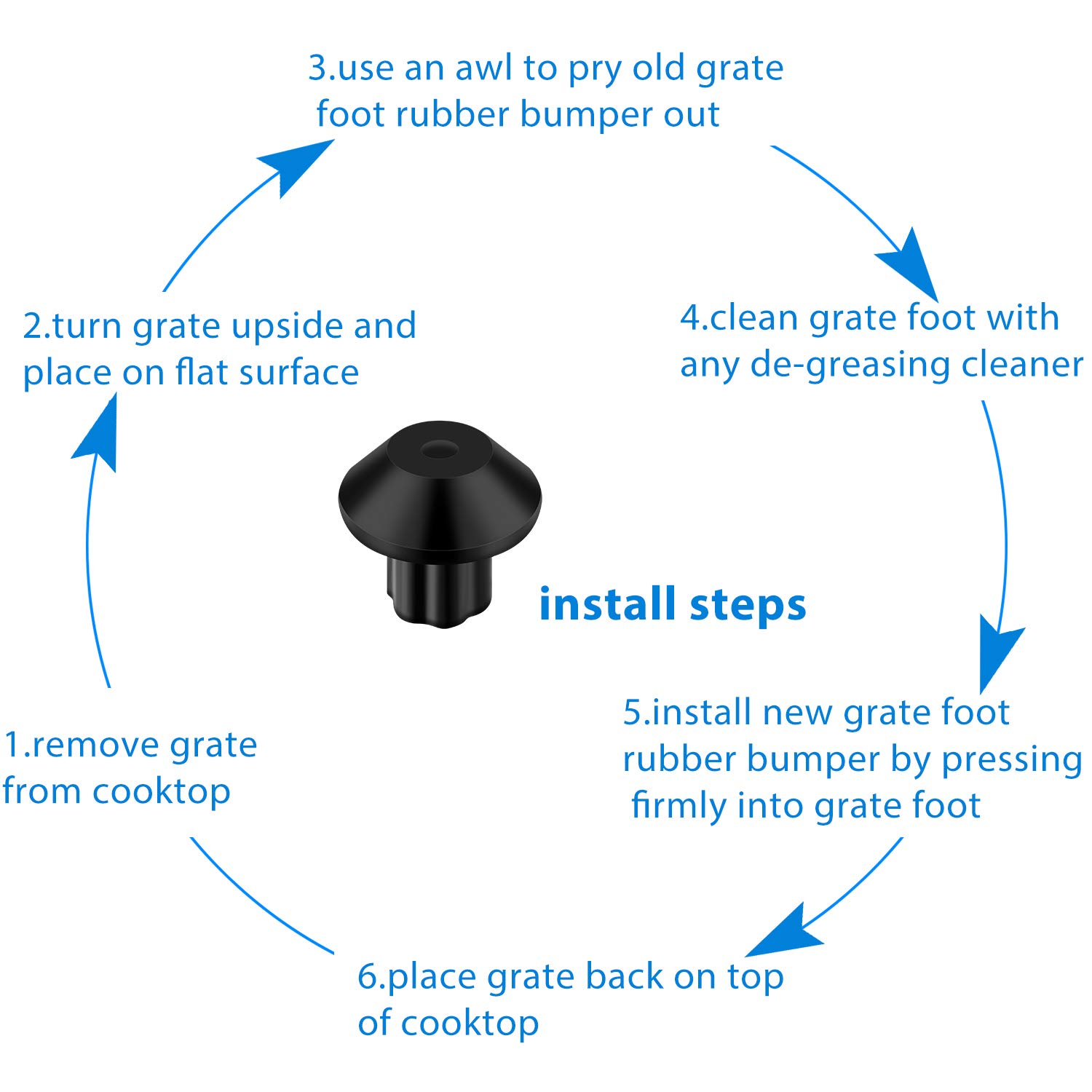 48 Pieces Rubber Grate Feet Rubber Foot Replacements Compatible with GE WB2K101 Gas Range Burner Grate, Replace Part Number WB02T10461, AP2622260, PS241358