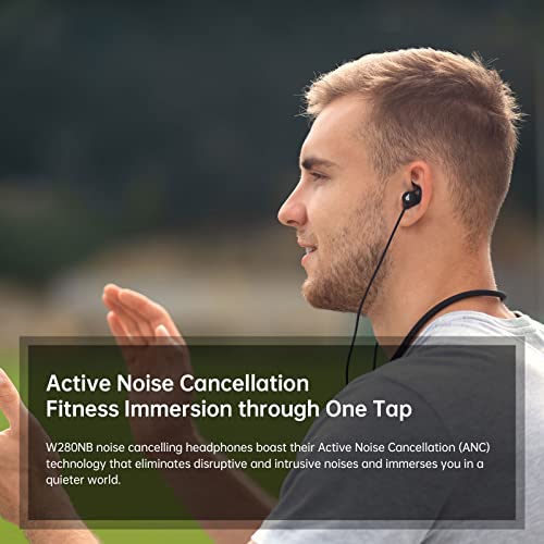 Edifier Bluetooth Wireless Active Noise Cancelling Earbuds β Neckband Headphones 13Hrs Playtime,IP55 Waterproof Stereo Earphones for Gym Running Compatible with iPhone and Android,W280NB Black