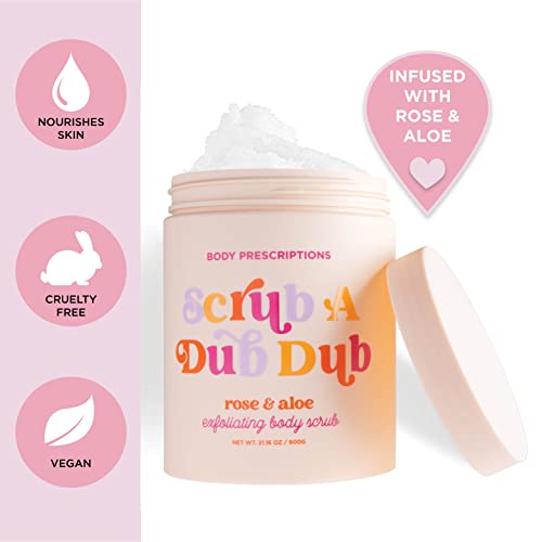 Body Prescriptions Exfoliating Body Scrub โ Body Cleanser for Nourished, Ultra-Smooth Skin, Rose and Aloe