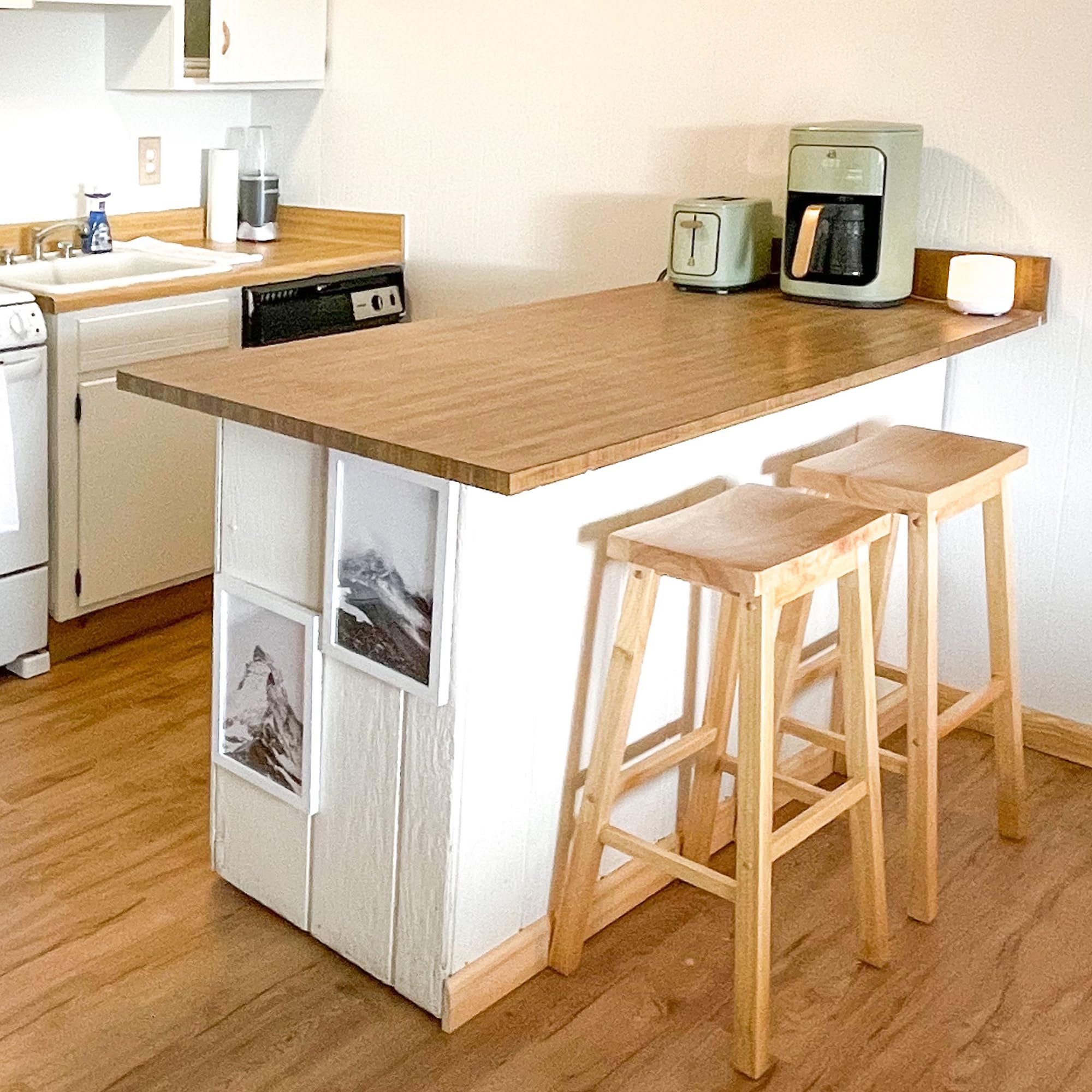 PJ Wood Classic Saddle Seat 29 Inch Tall Kitchen Counter Bar Stool for Homes, Dining Spaces, and Bars with Backless Seat, Natural