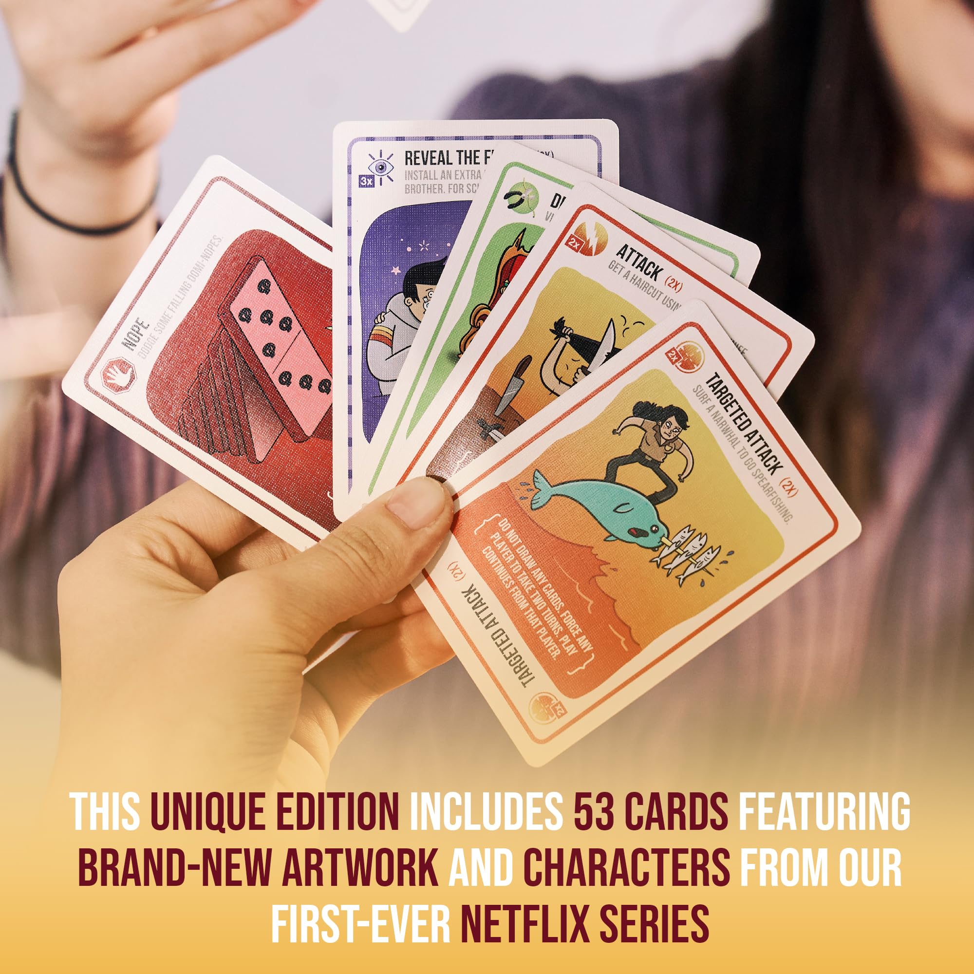 Exploding Kittens Good vs. Evil - 2-5 Players - Ages 7+ - Inspired by Netflix Show - High Stakes Family Card Game - Ideal for Party, Family Night - Animated Netflix Show