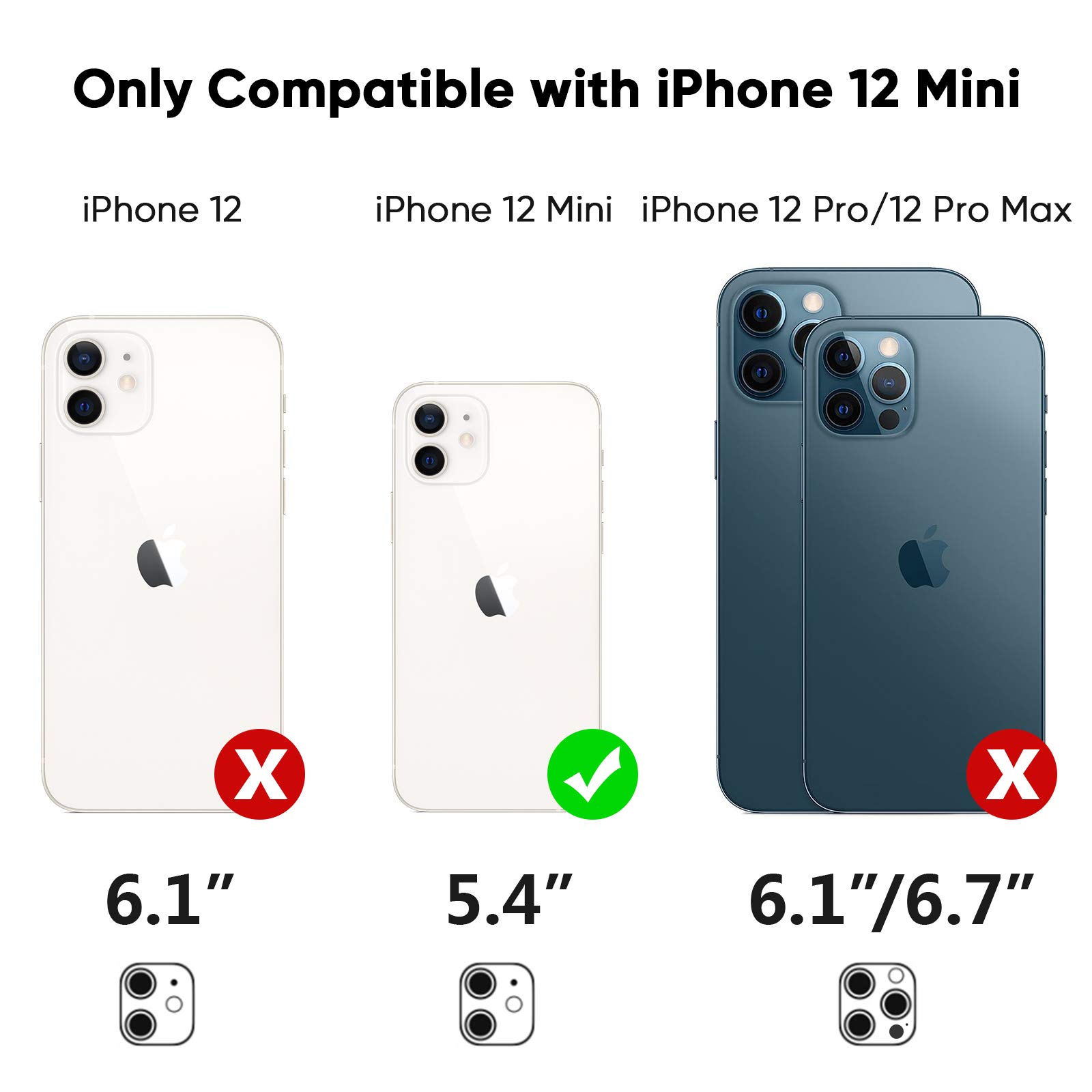 CAFEWICH Defender Case for iPhone 12 Mini, Heavy Duty 3 in 1 Shockproof Anti-Slip Drop Protective Phone Cover for iPhone 12Mini 5.4'' Display (Purple Blue)