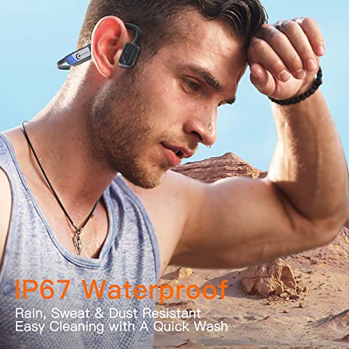 Mojawa Wireless Bone Conduction Headphones - Bluetooth Open-Ear Headphones w/Mic,Premium Sound Quality,34.5g, Noise Cancellation, 8h Long Battery Life, IP67 Waterproof, Headset for Running/Cycling