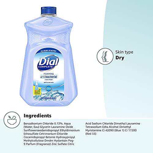 Dial Complete Antibacterial Foaming Hand Soap Refill, Spring Water, 52 fl oz