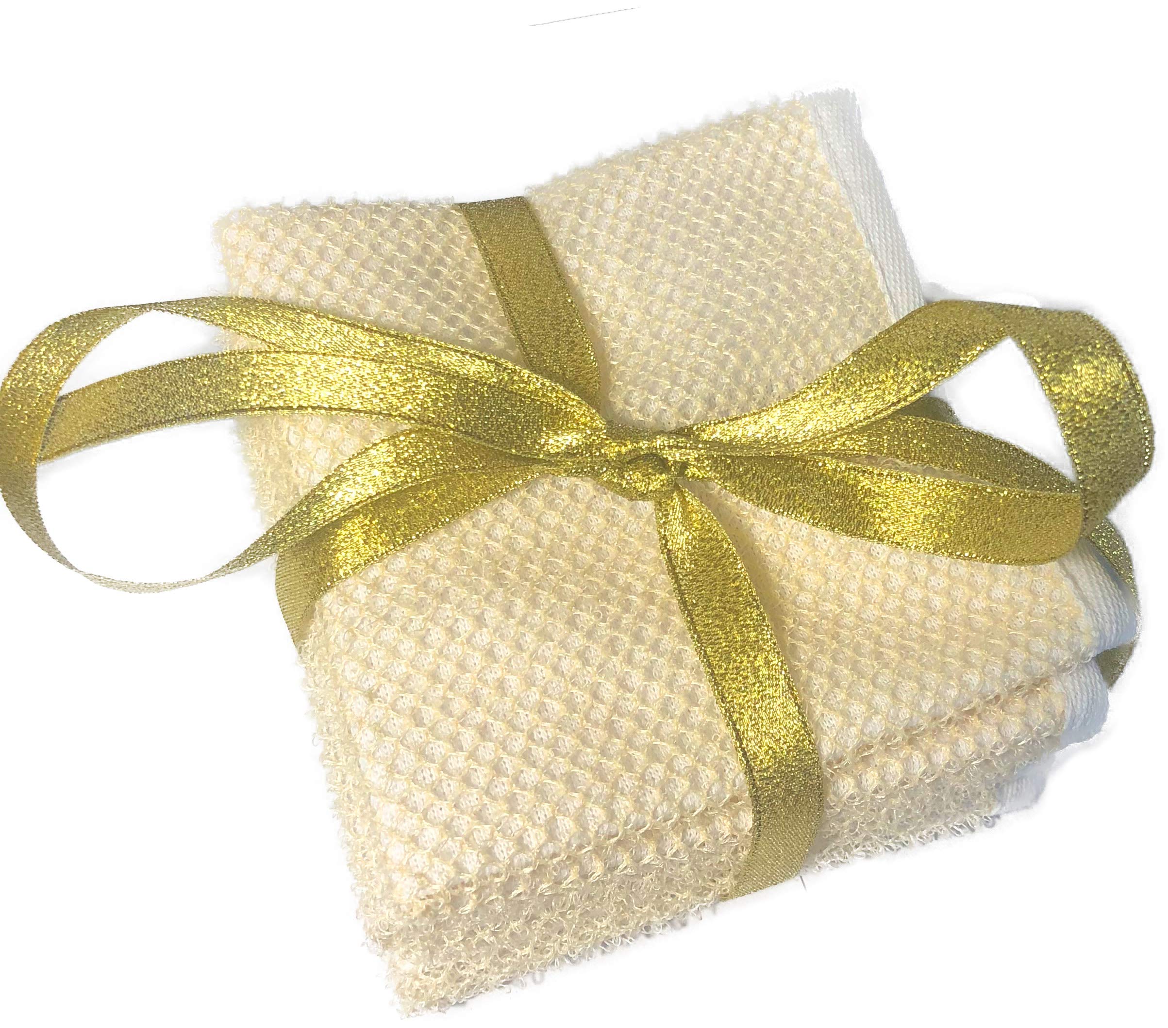 3 pcs/set Soft Weave Home Spa Exfoliating Face and Body Wash Cloths, Dual-Sided With Exfoliating Scrub and Soft Terry Cloth - Shower Scrubber - Remove Dead Skin - Great for Skin Care in the Bath