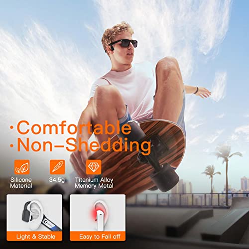 Mojawa Wireless Bone Conduction Headphones - Bluetooth Open-Ear Headphones w/Mic,Premium Sound Quality,34.5g, Noise Cancellation, 8h Long Battery Life, IP67 Waterproof, Headset for Running/Cycling