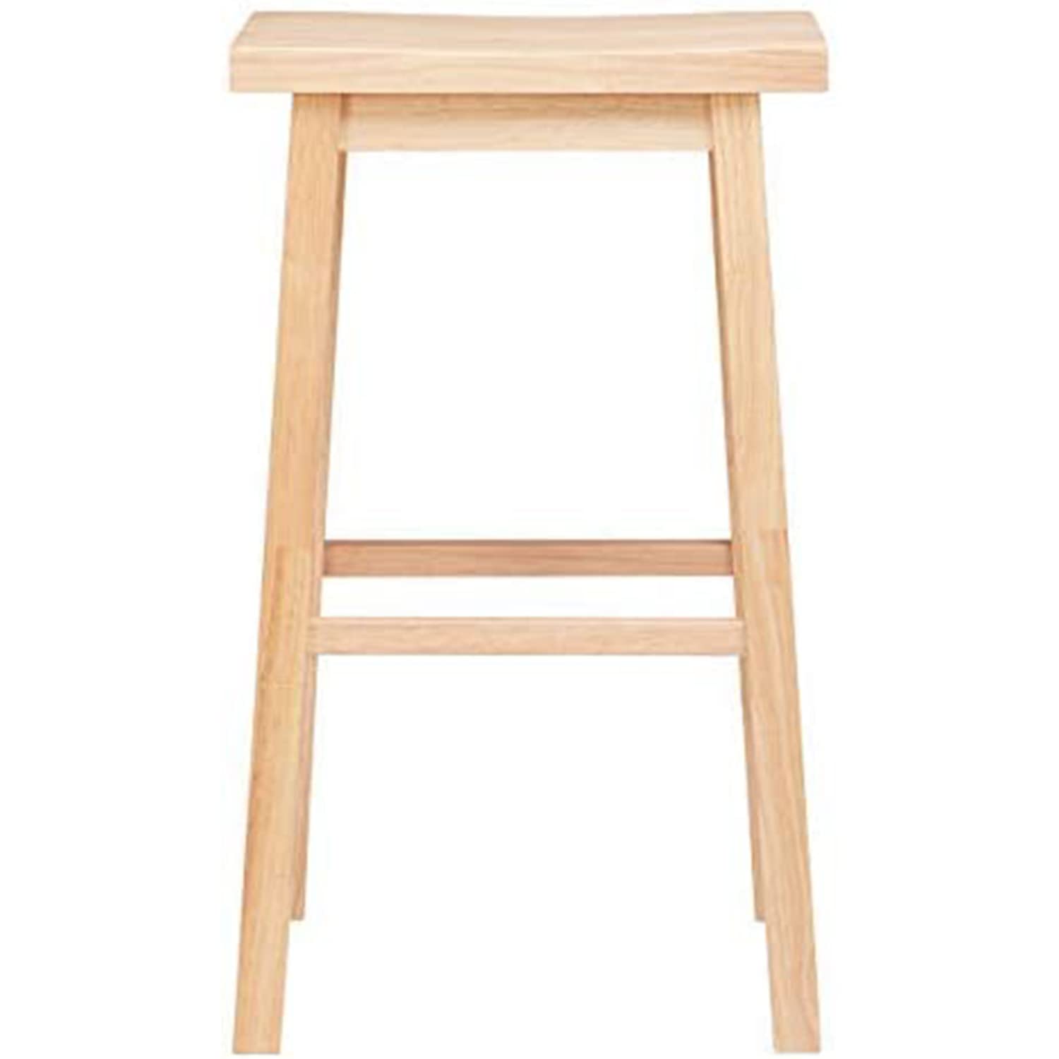 PJ Wood Classic Saddle Seat 29 Inch Tall Kitchen Counter Bar Stool for Homes, Dining Spaces, and Bars with Backless Seat, Natural