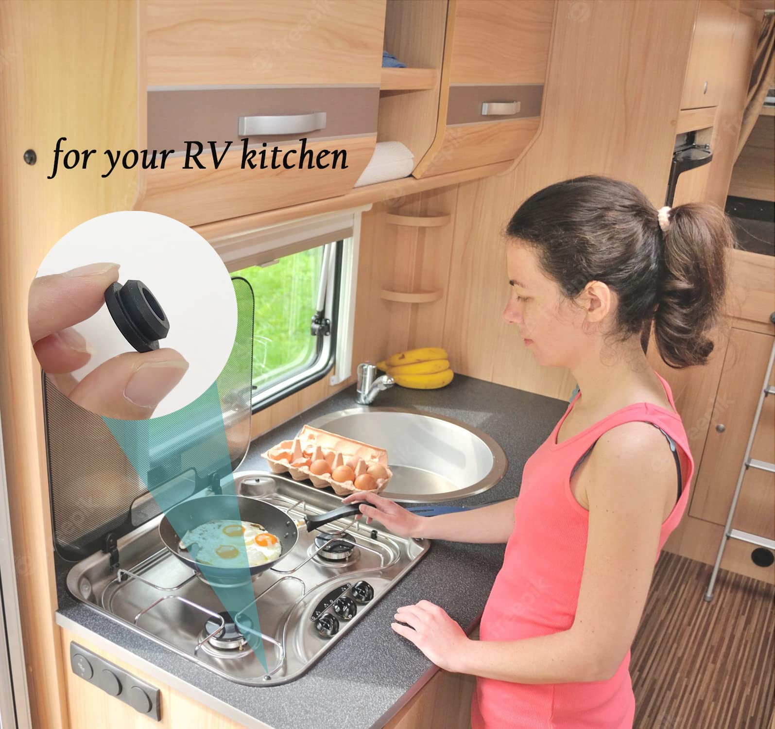 RV Stove Grommets Kit for Magic Chef Stove Grates, RV Stove Rubber Grommets Protect Your Suburban Stove Top From Scratches (8 Pack)