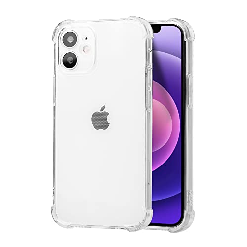 technext020 for iPhone 12 Mini Clear Case, Shockproof Ultra Slim Fit Silicone iPhone 12 Mini Cover TPU Soft Gel Rubber Cover Shock Resistance Protective Back Bumper, Transparent
