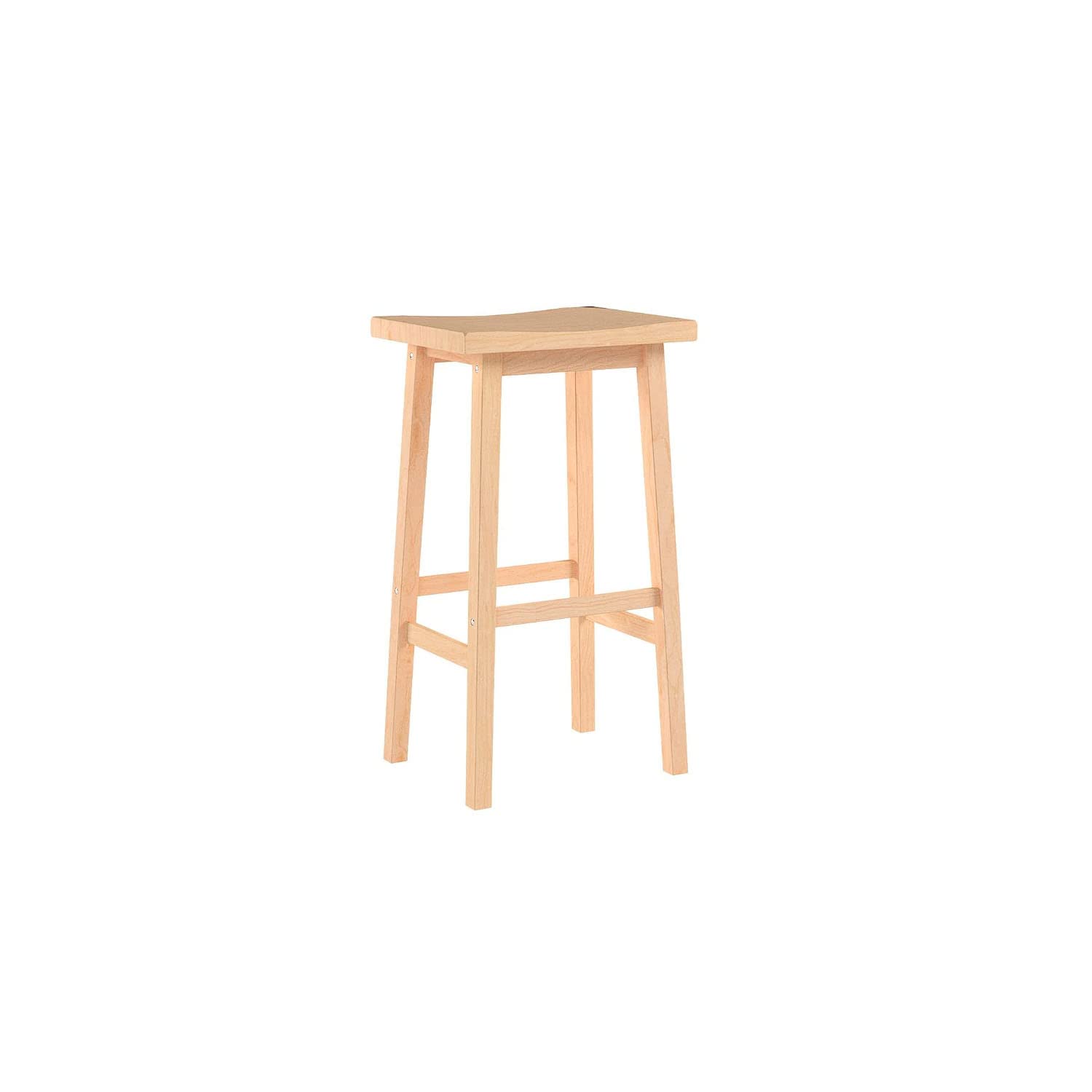 PJ Wood Classic Saddle Seat 29 Inch Tall Kitchen Counter Bar Stool for Homes, Dining Spaces, and Bars with Backless Seat, Natural